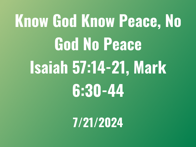 Know God Know Peace, No God No Peace – Tree of Life Anglican Church ...